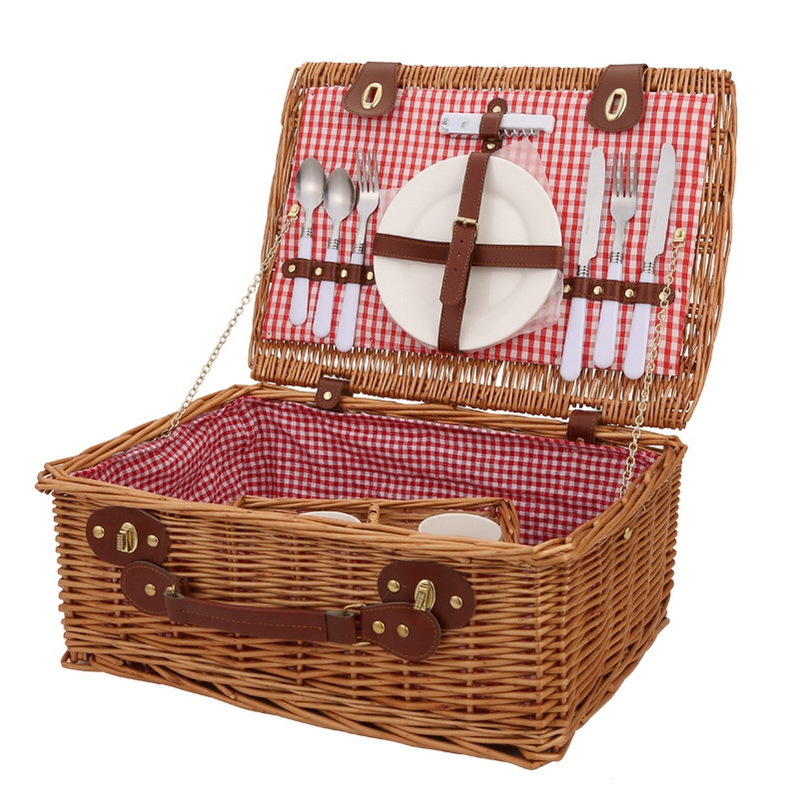 Wicker Basket Storage Box Camping Picnic Baskets W... – Grandado