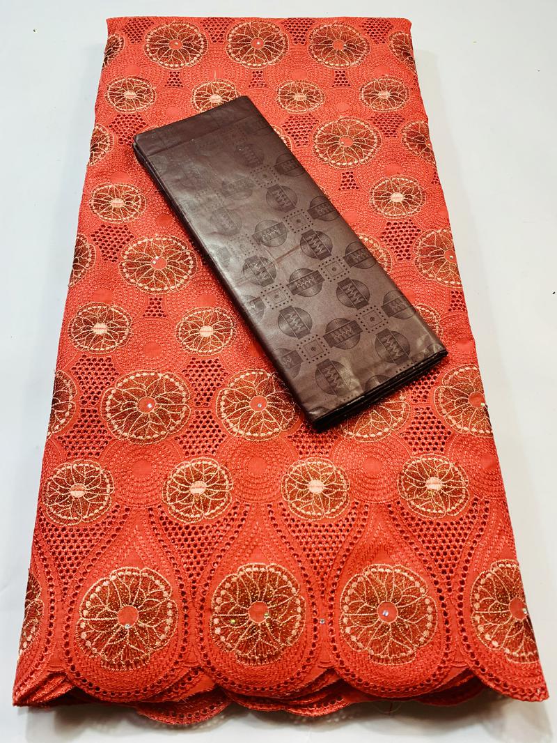 African Bazin Riche Brode Fabric Combine Swiss Voi... – Vicedeal