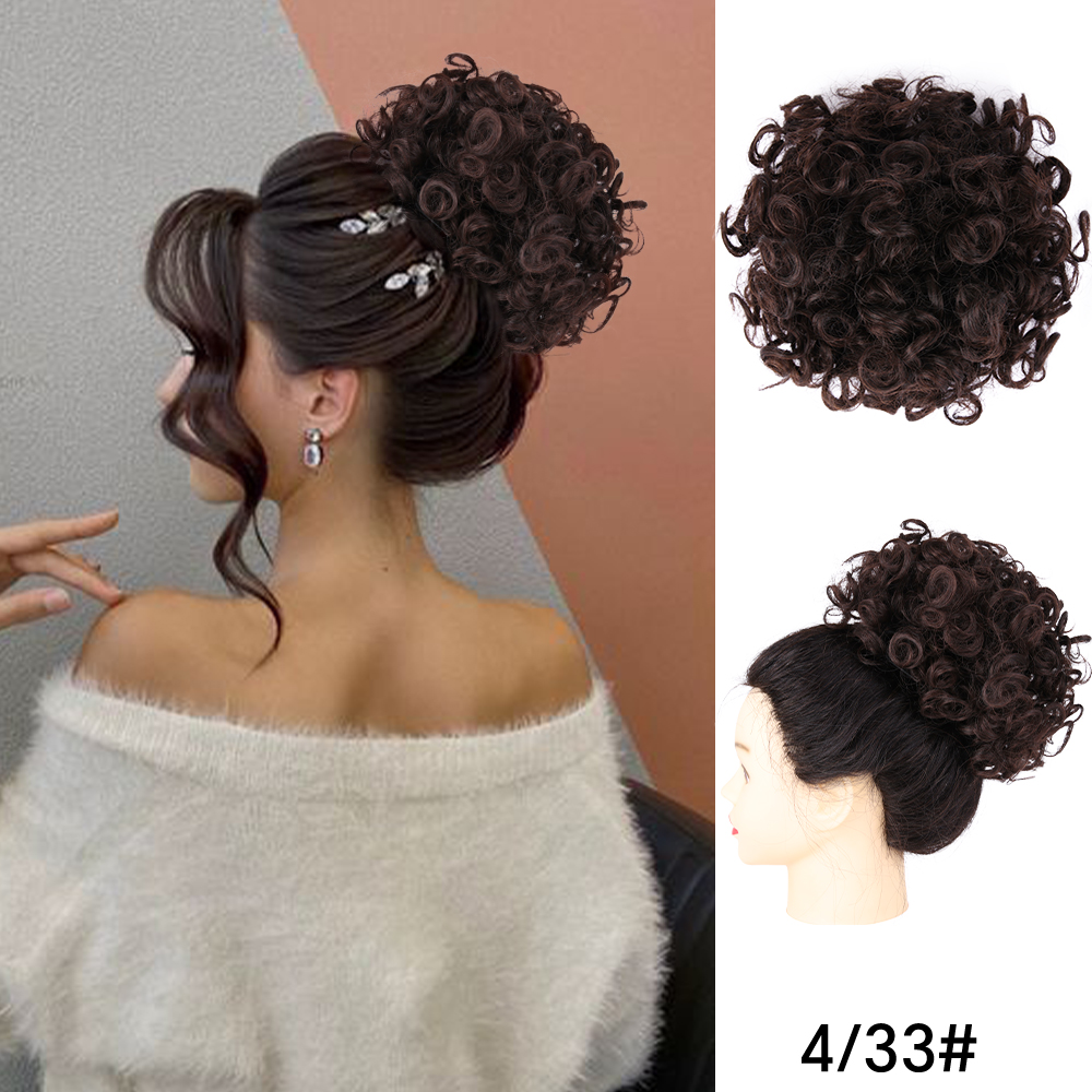 Drawstring Curly Hair Bun Messy Bun Hair Piece Sho... – Grandado