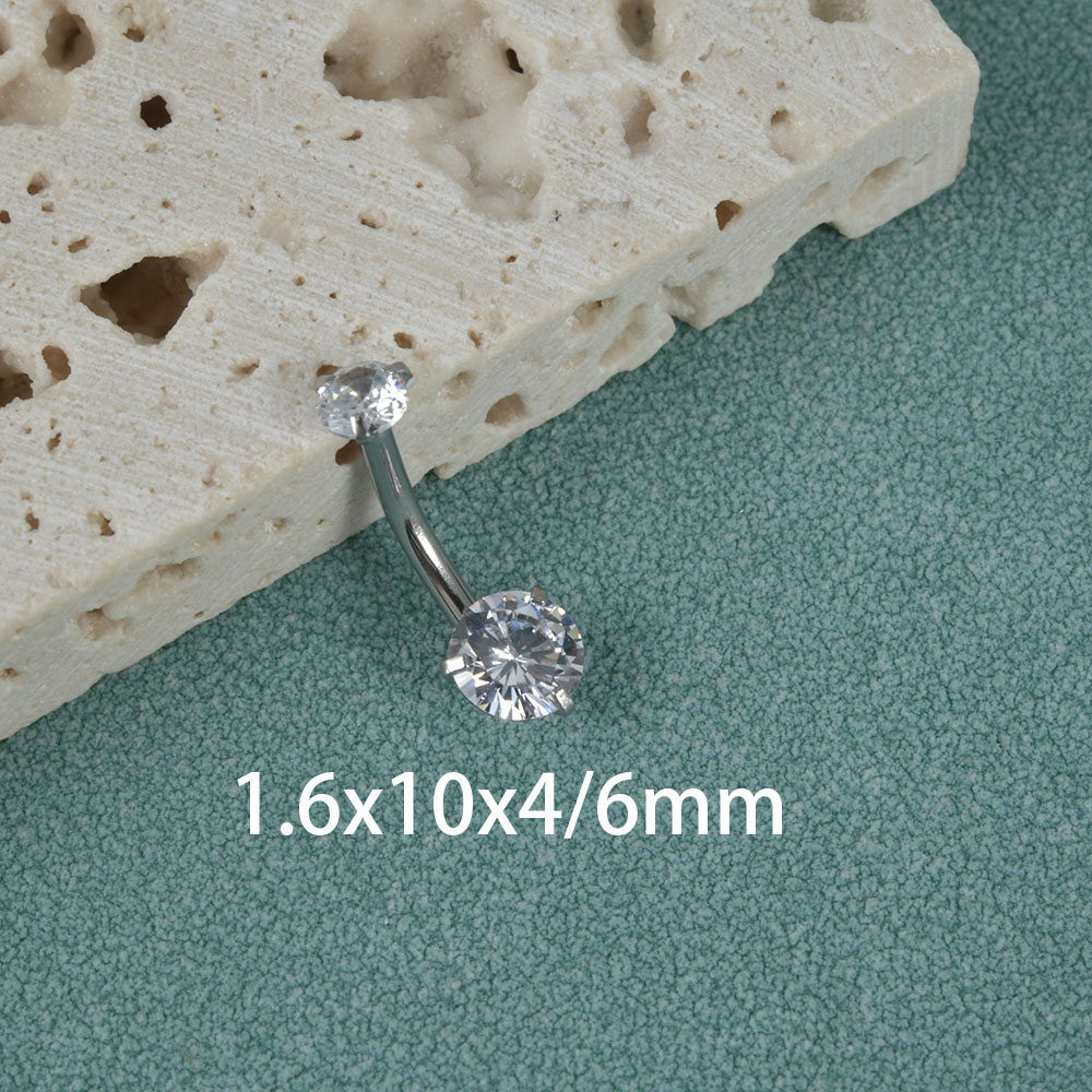 1Pc Surgical Steel CZ Crystal Navel Piercing Curve... – Grandado