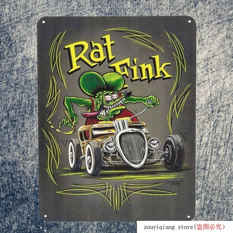 Vintage Rat Fink Pinstripe Tin Sign Retro Metal Si... – Grandado