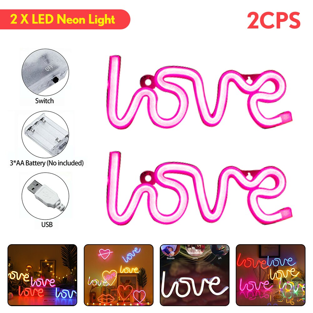 Romantic LOVE Letters LED Night Light USB Charging... – Grandado