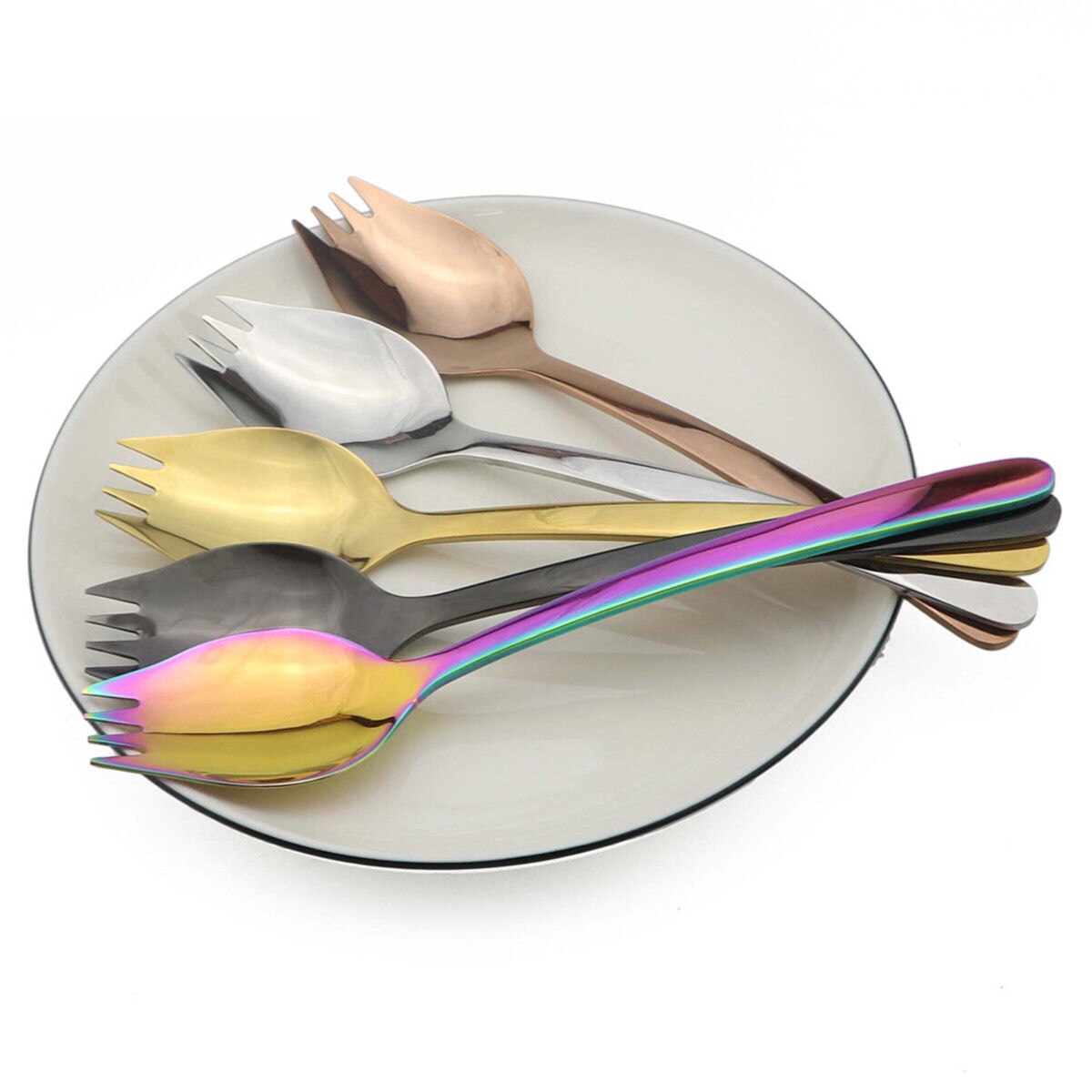 5 Pieces Colorful Dinnerware Spoon Sawtooth Tablew... – Vicedeal