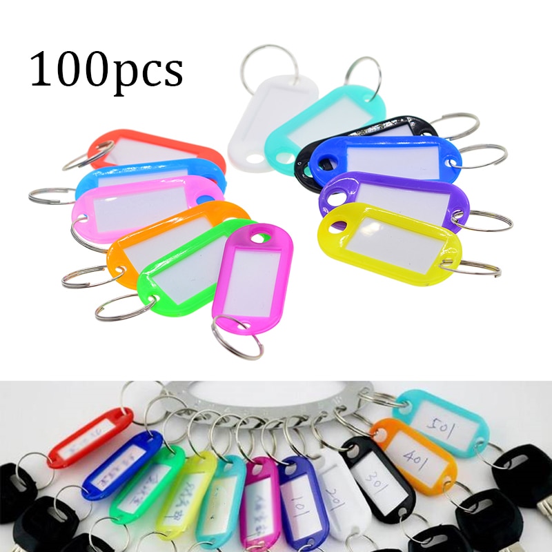 50pcs/100pcs Key Ring Tags Plastic Assorted ID Col... – Vicedeal
