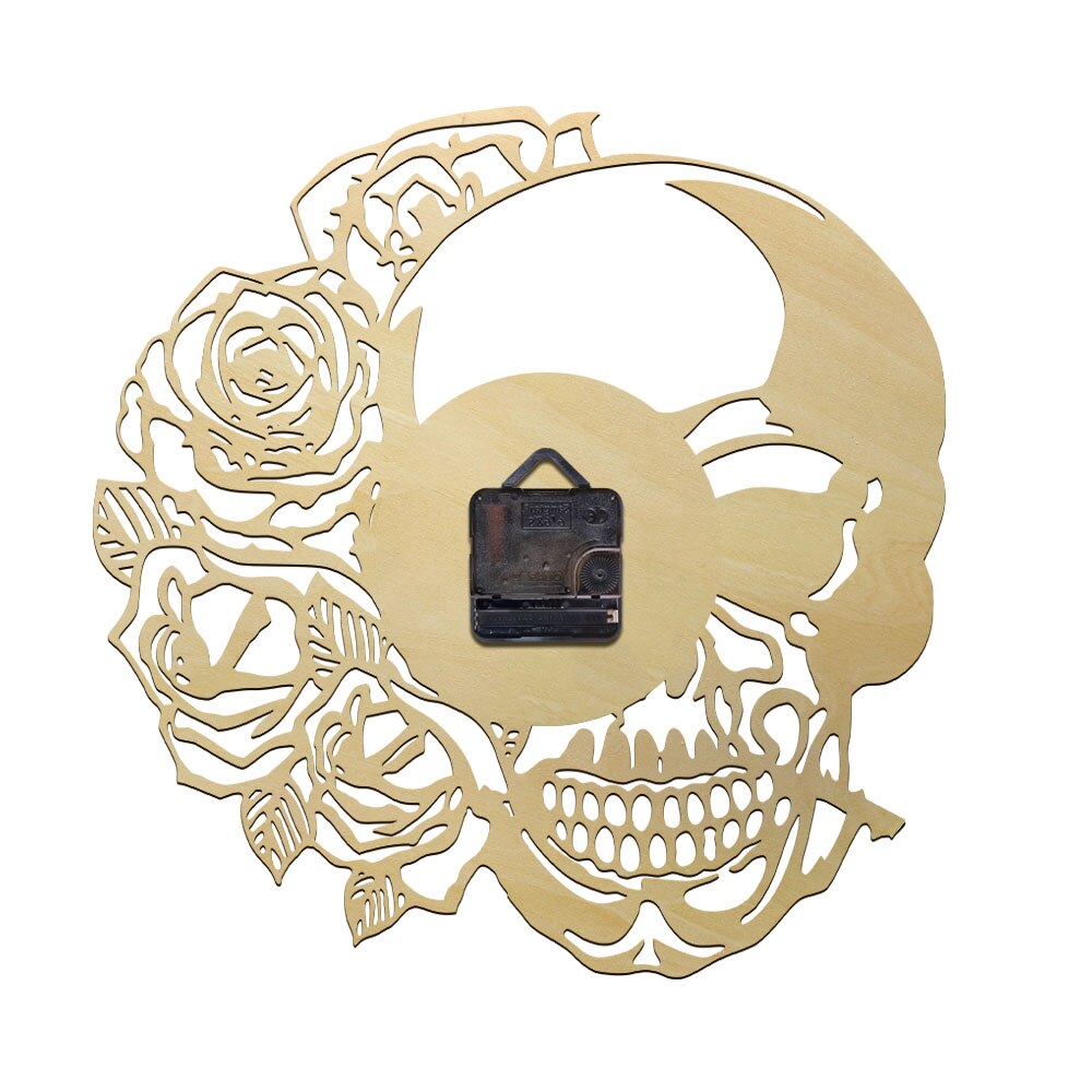 Tattoo Schedel Met Rose Vintage Houten Wandklok Hi... – Grandado