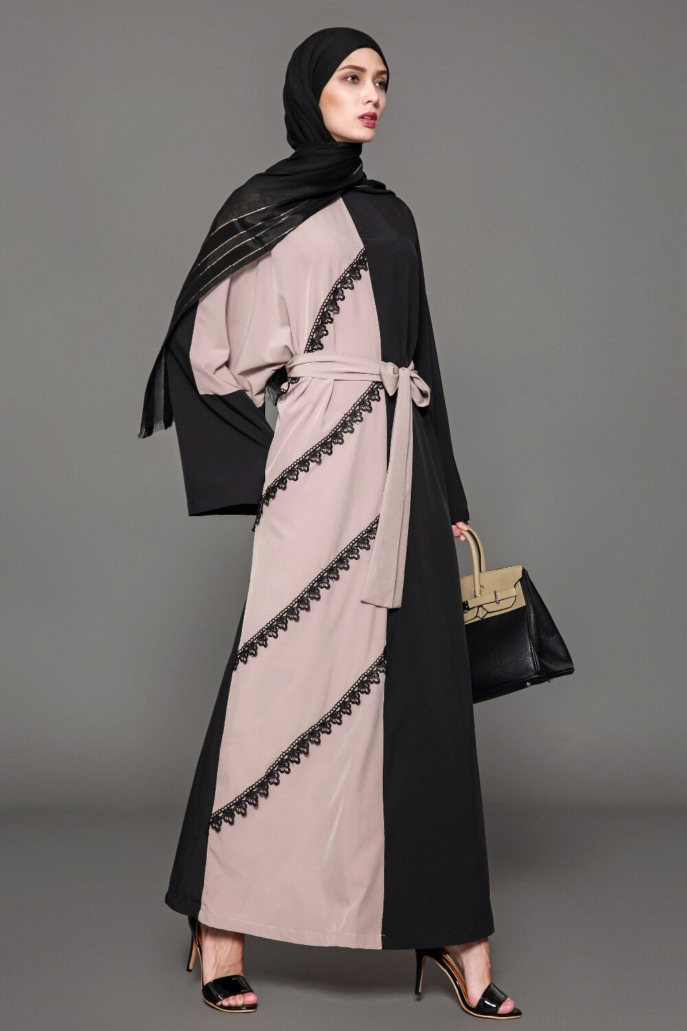 Simple Style UAE Black Lace Abaya Dubai Cardigan H... – Vicedeal