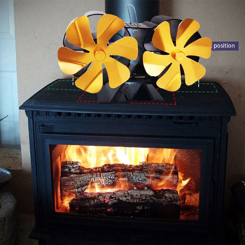 Dubbele 6 Blades Haard Ventilator, brandstof Koste... – Grandado