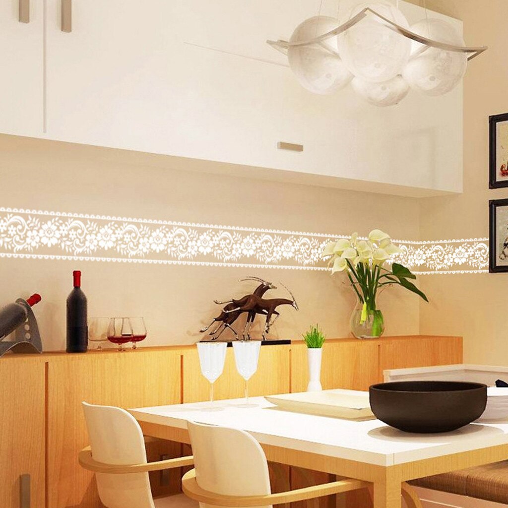 White Lace Transparent Detachable Wallpaper Border... – Vicedeal