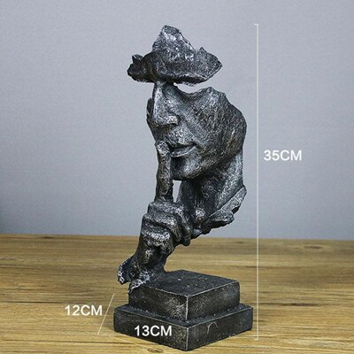 Home Decor Man Head Keep-silence Figure Man Sculpt... – Grandado