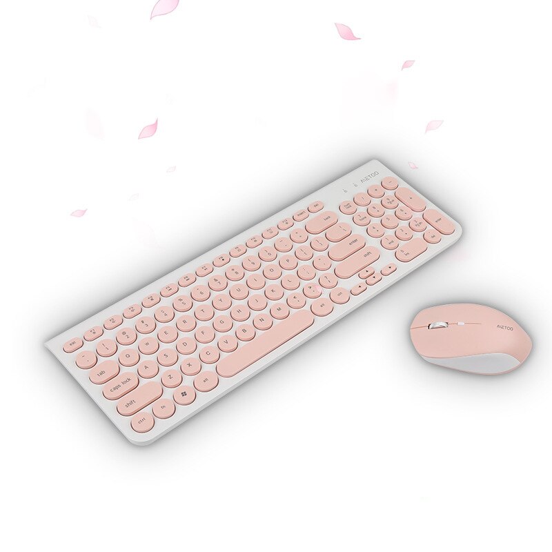 2 4g Wireless Keyboard Mouse Set Mute Retro Round Vicedeal