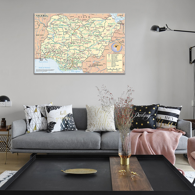 A1 Size In English The Map of Nigeria Wall Art Pos... – Grandado