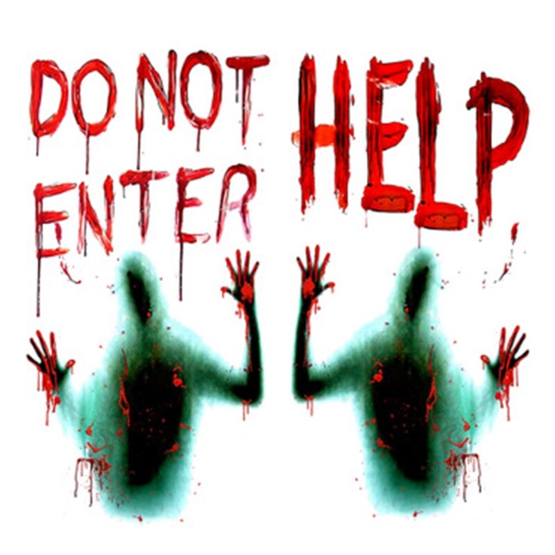 Halloween Horror Blood Handprint Letter Help Glass... – Grandado