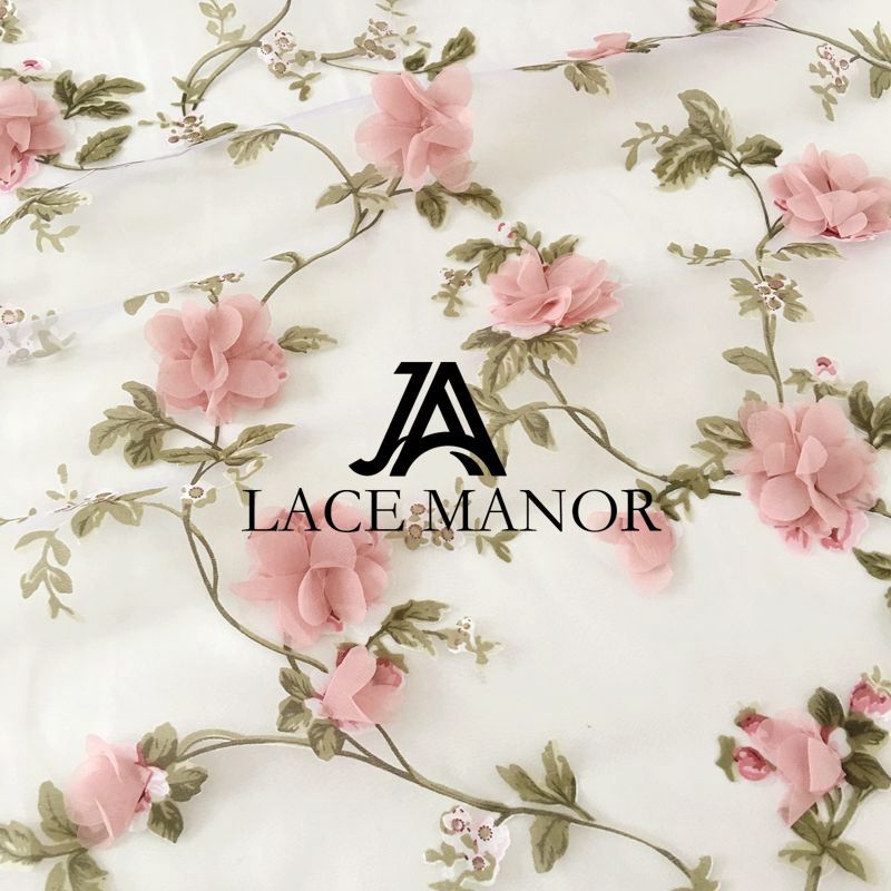 High-grade Organza Printed Lace Fabric Chiffon 3D ... – Grandado