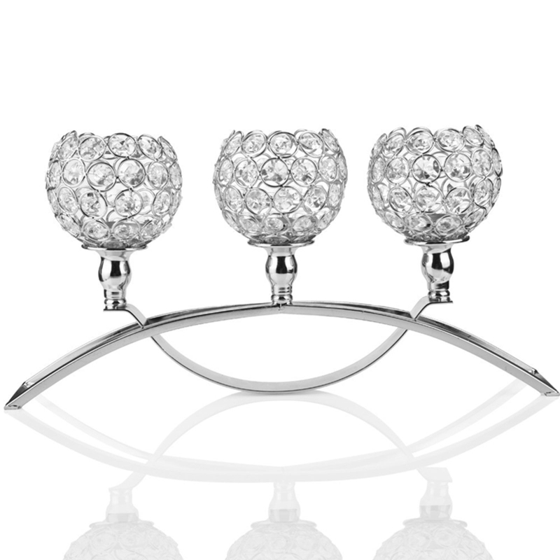 3 Arms Crystal Candlestick Holders,table Candelabr... – Grandado