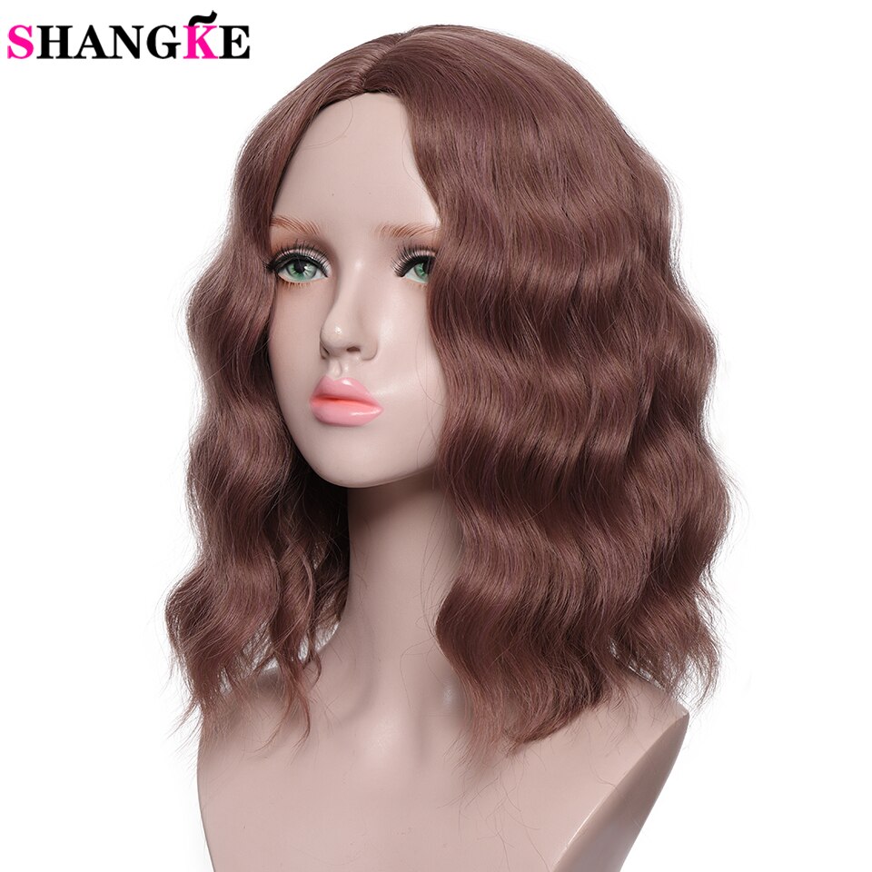SHANGKE Short Wavy Womens Wig Natural Part Side Ha... – Grandado