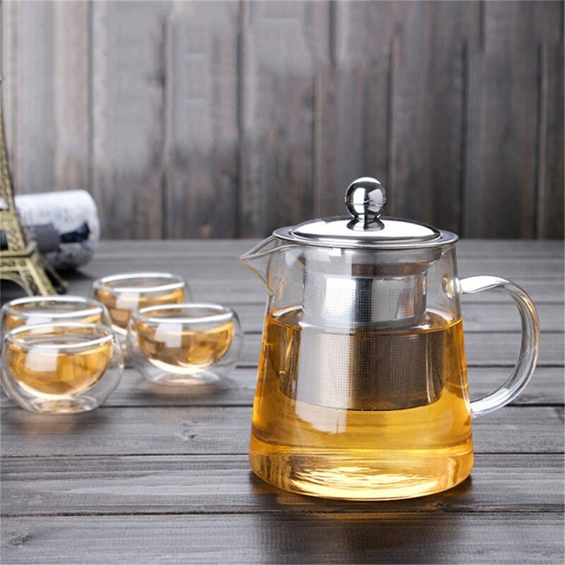 600/950/1300ml glass tekanne i rustfritt stål med ... – Grandado