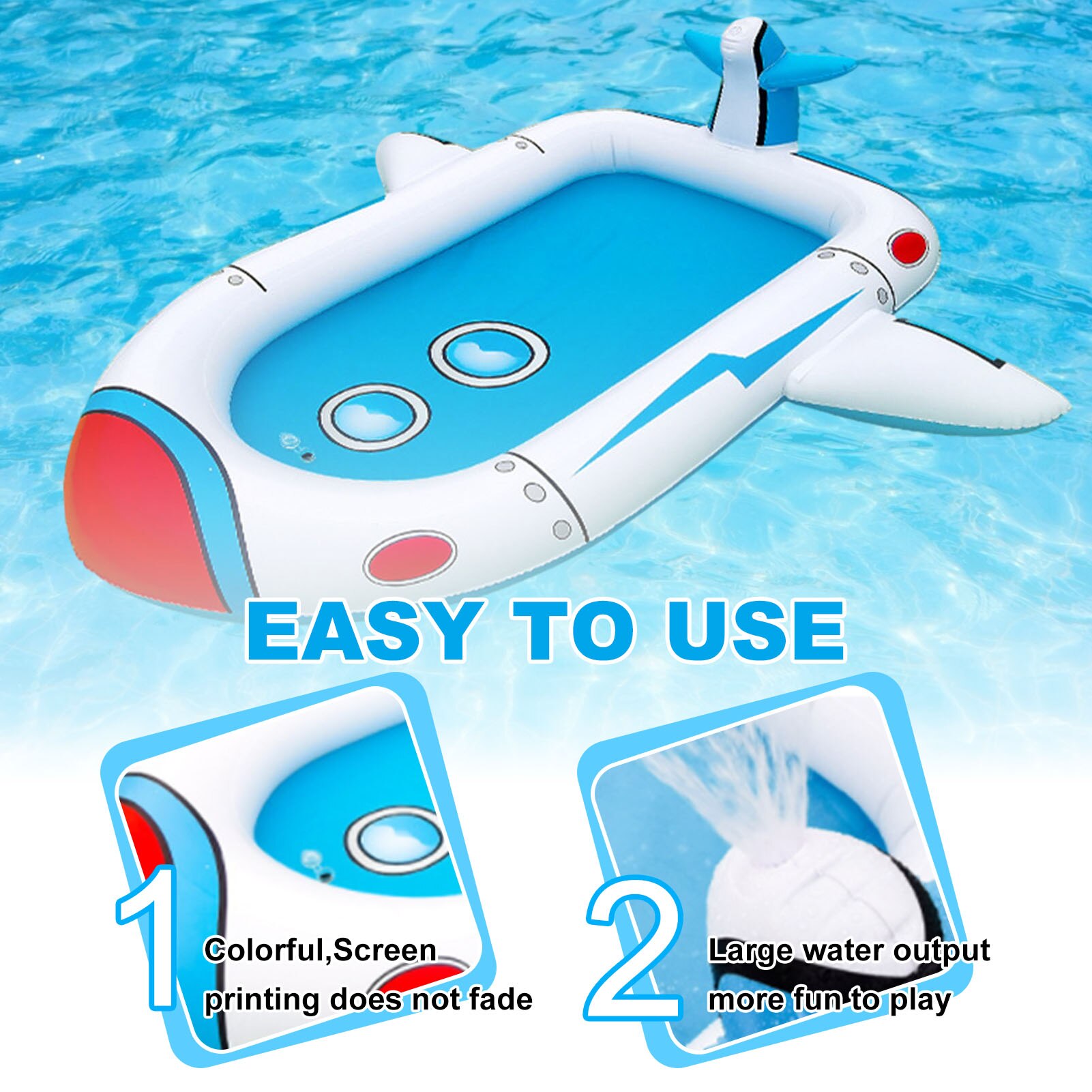 Kids Inflatable Sprinkler Cute Swimming Pools 3 In... – Grandado