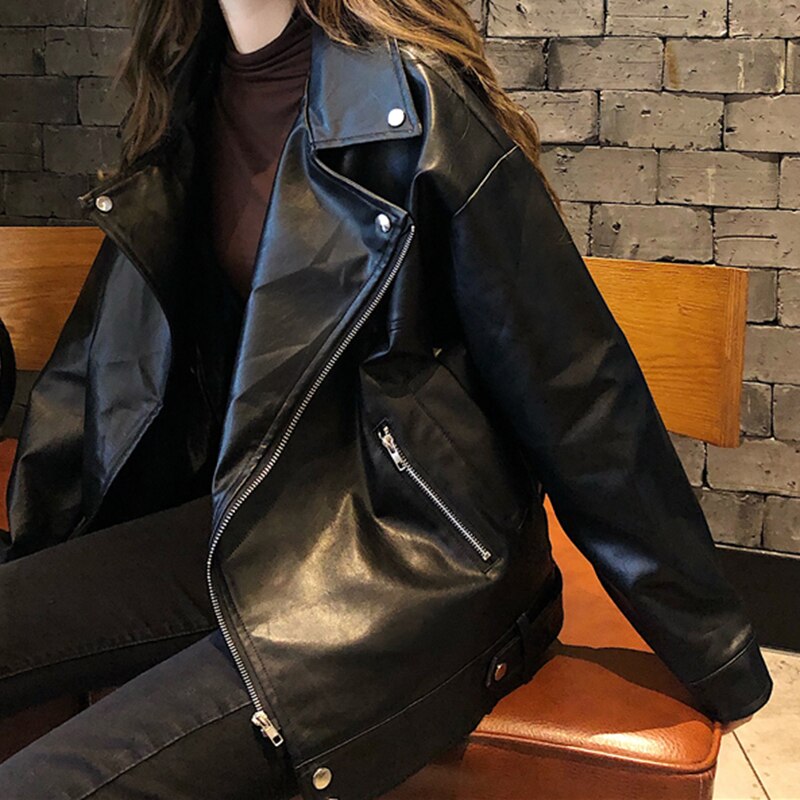 Aelegantmis Casual Loose Faux Leather Jacket Women... – Grandado