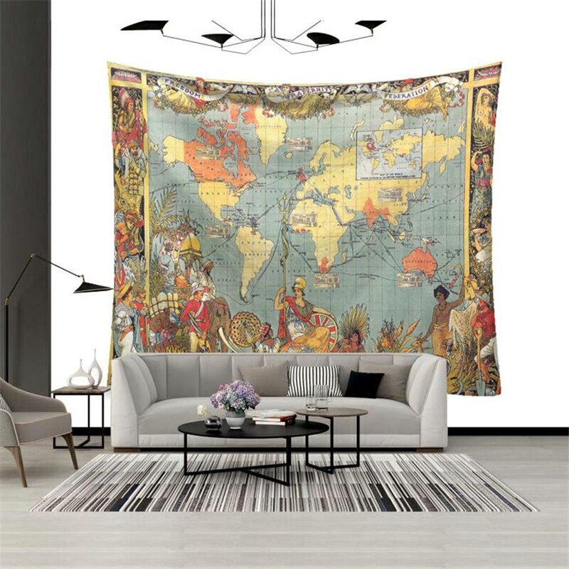 Tapijt Muur Opknoping World Map Print Deken Tapijt... – Vicedeal