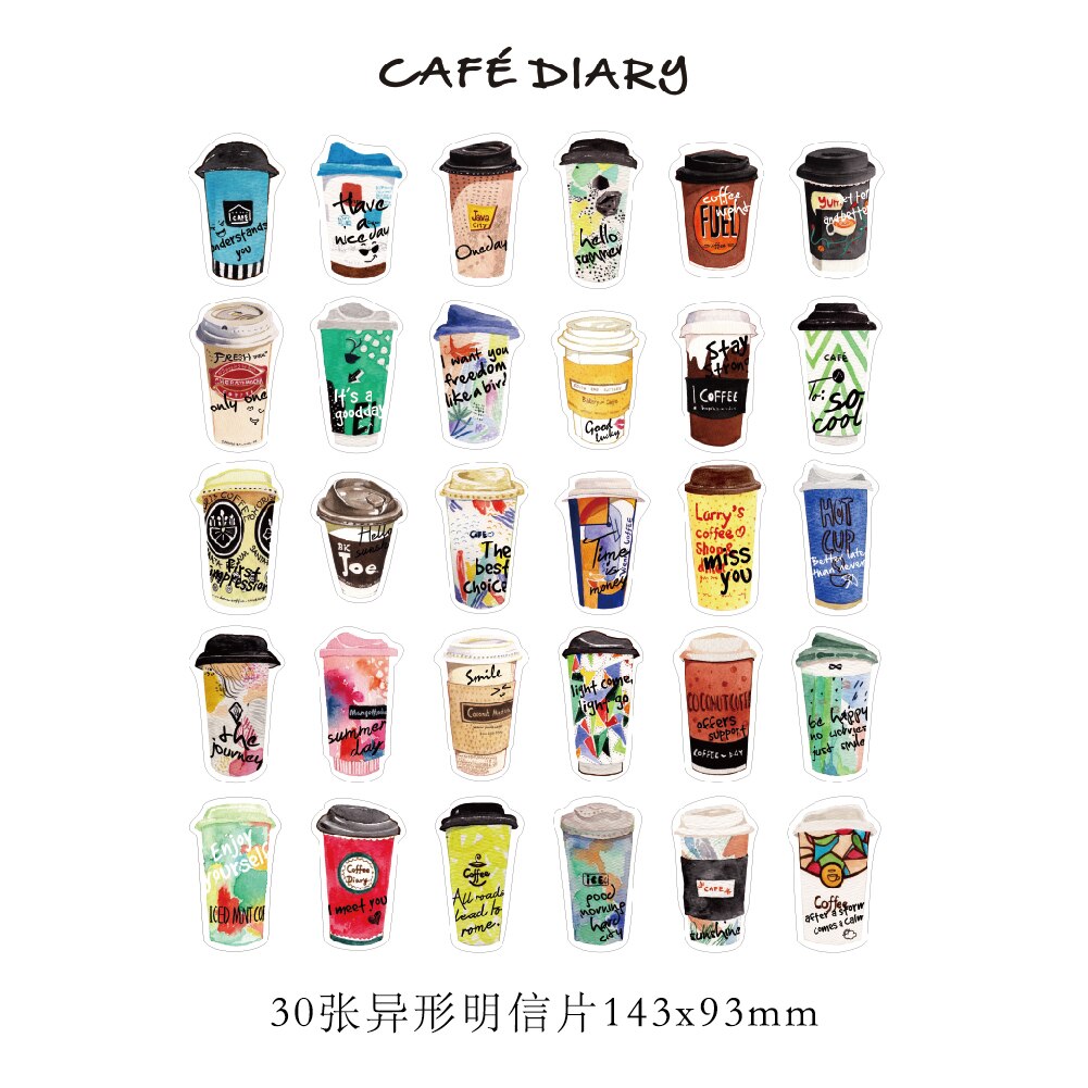 30pcs /1lot Cute Drink coffee Greeting Cards Postc... – Grandado