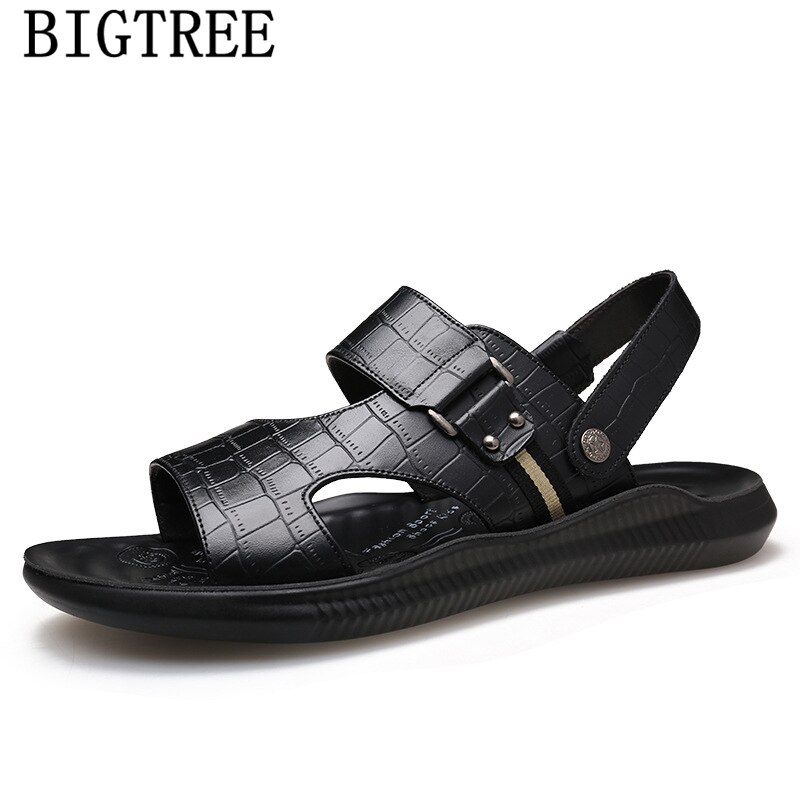 Leather Sandals Men Summer Shoes Open Shoes Men Be... – Grandado