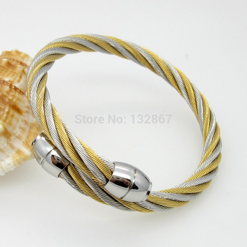 Three Tone cable twisted wire Bangle Stainless Ste... – Vicedeal