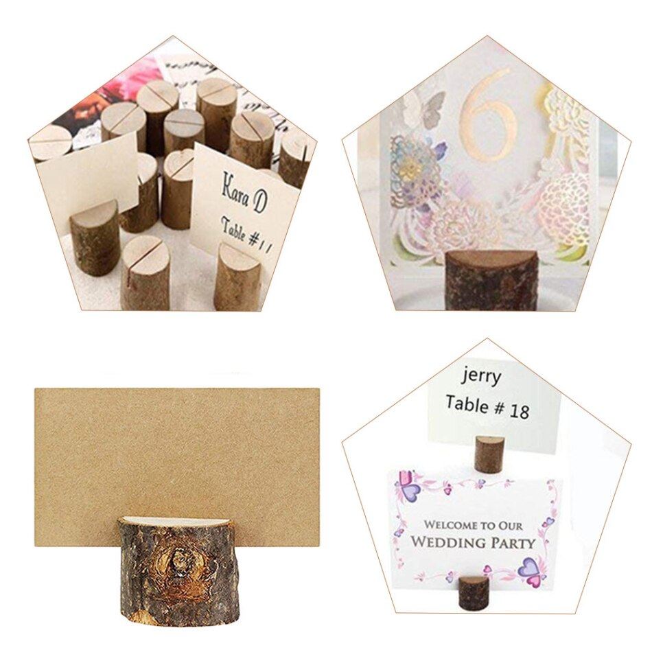 Wood Pile Name Place Card Photo Holders Wooden Bar... – Grandado