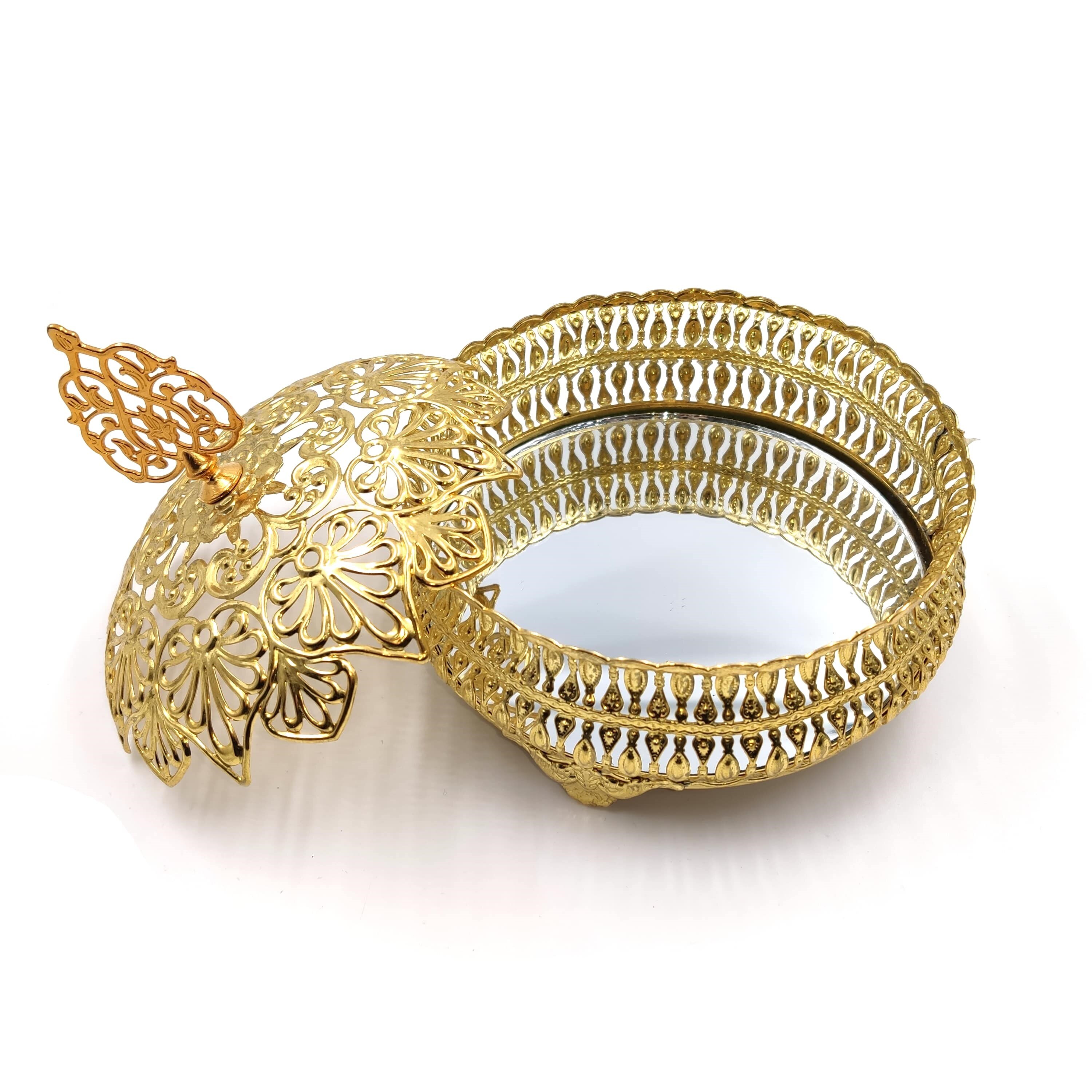 Golden Silver Colour Mirror Arabic Snack Bowl Auth... – Grandado