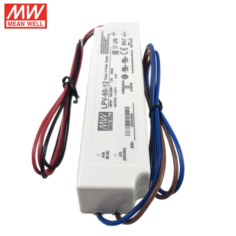 LPV-60-12 MEAN WELL LED driver 110/220VAC to 12V D... – Grandado