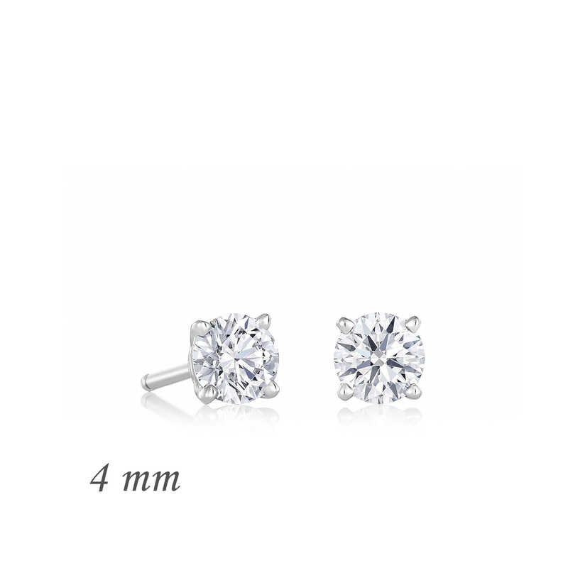 Silver Round Solitaire Zircon Earrings-4mm – Grandado