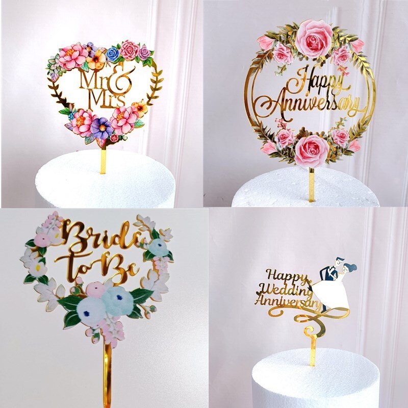 Acrylic Wedding Anniversary Cake Topper Flower Ser... – Vicedeal