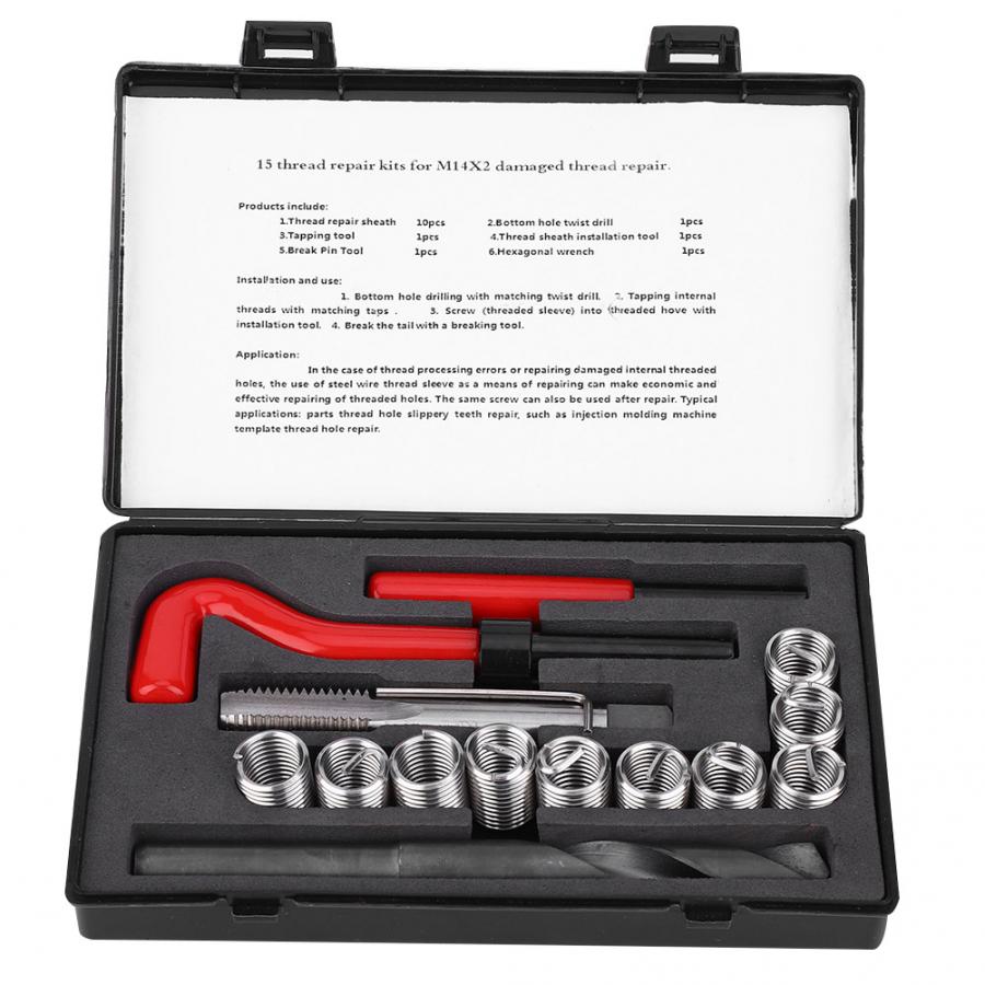 15Pcs M14x2 Thread Repair Kit Stainless Steel Span... – Vicedeal