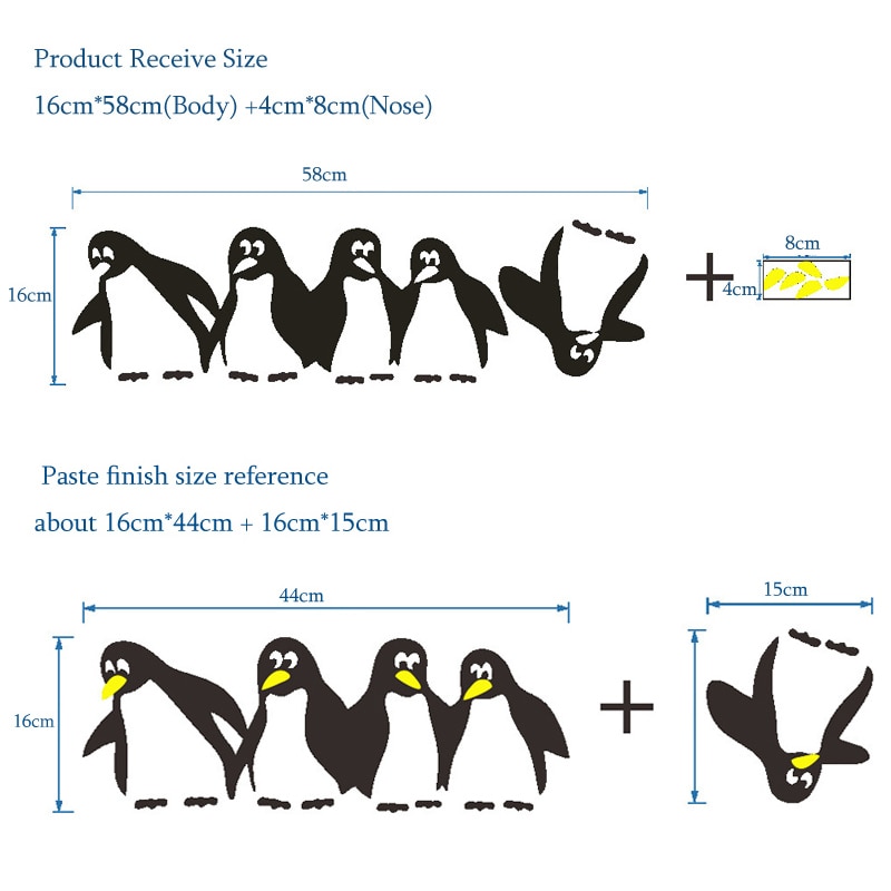 Cartoon Funny Penguins Wall Sticker kids Children'... – Grandado