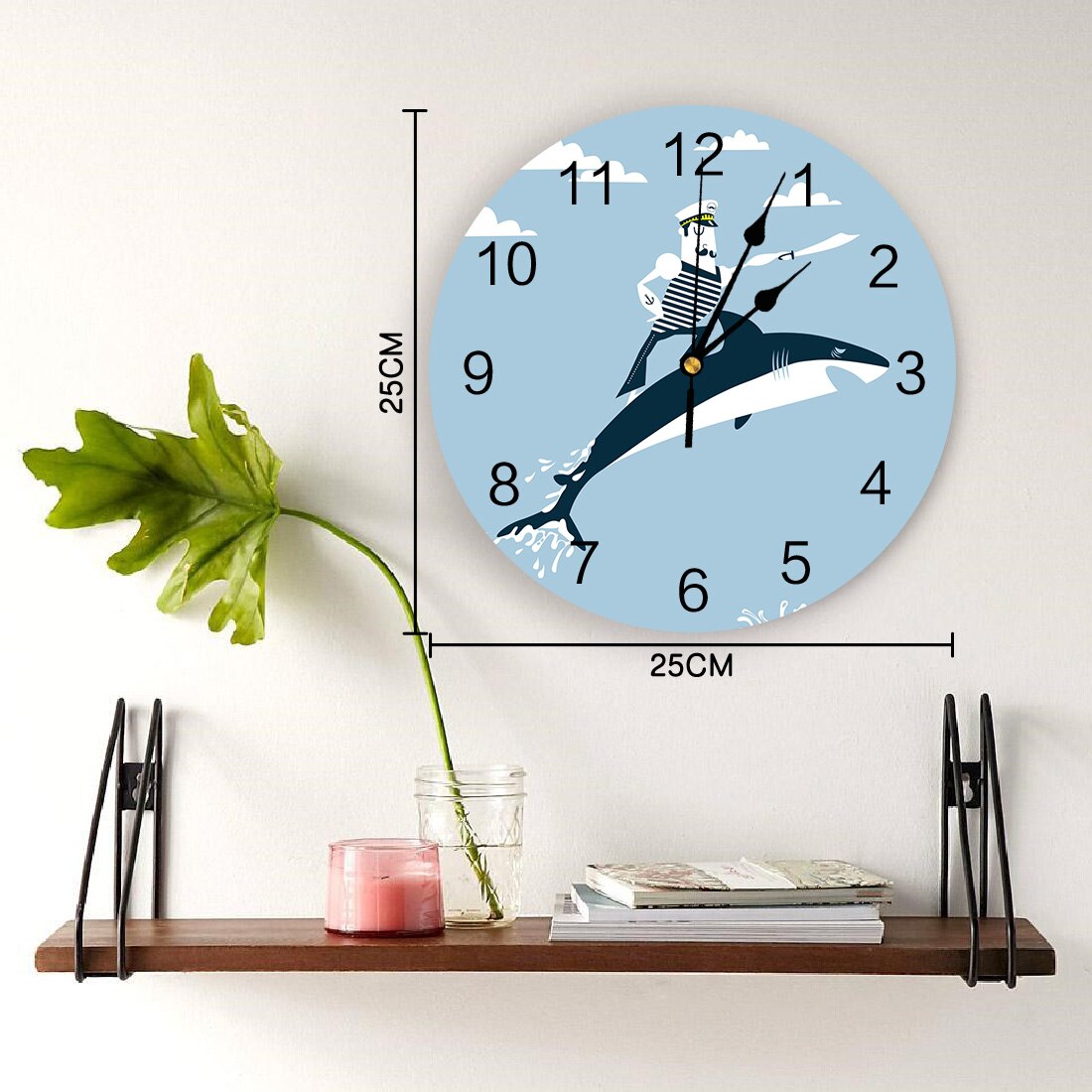 Captain Shark Ocean Fun Wall Clock Wall Digital Cl... – Vicedeal