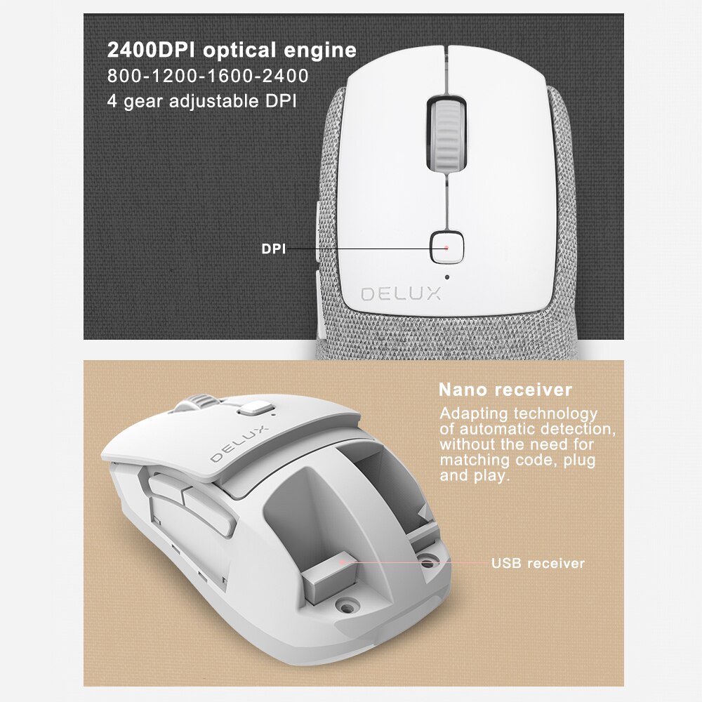 Delux M520DB Silent Wireless Mouse BT 5.0 3.0 + 2.... – Vicedeal