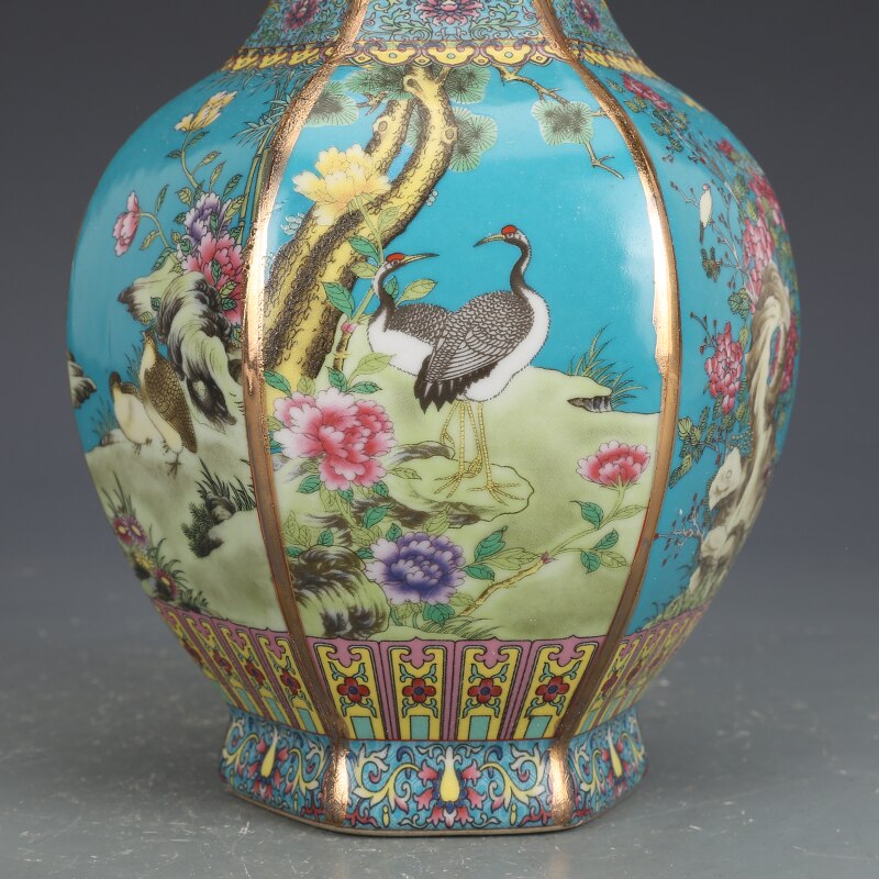 Enamel porcelain vase Jingdezhen ceramic Hexagonal... – Grandado