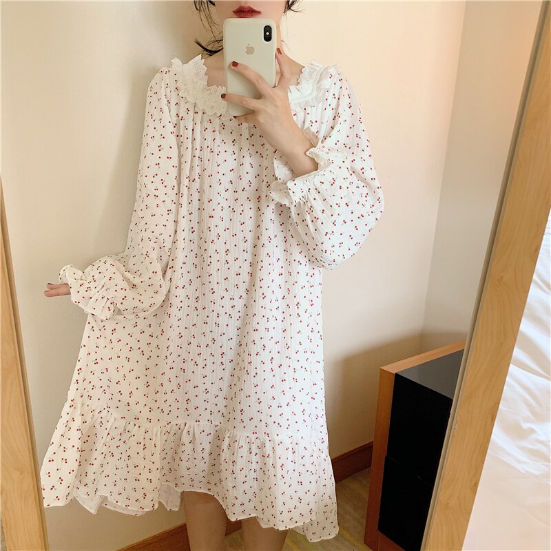 red cherry print home clothes women pajamas set sh... – Grandado