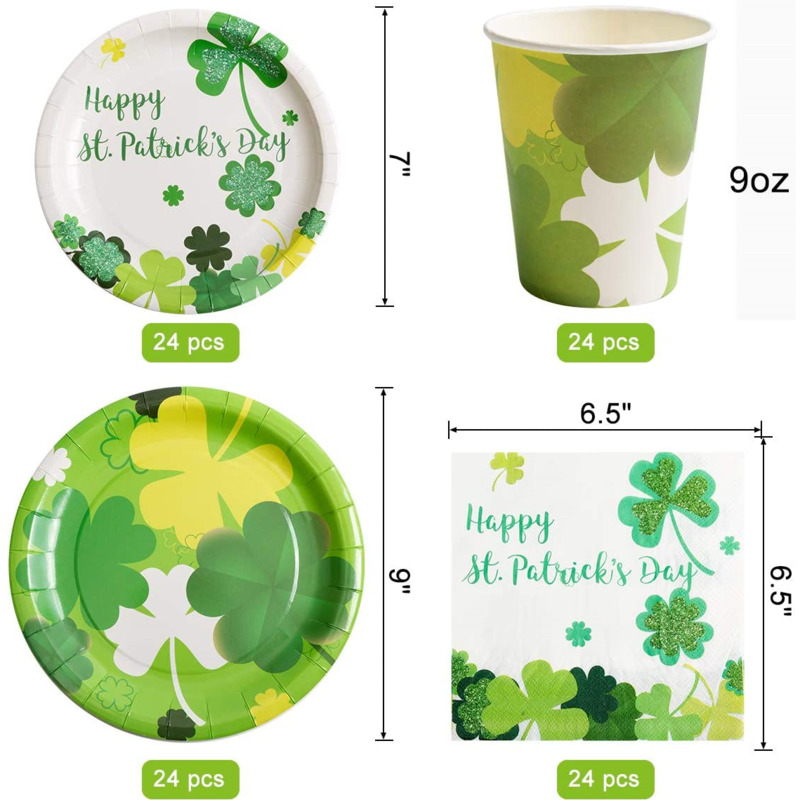 St Patrick Day Plates Party Supplies Shamrocks Pap... – Vicedeal
