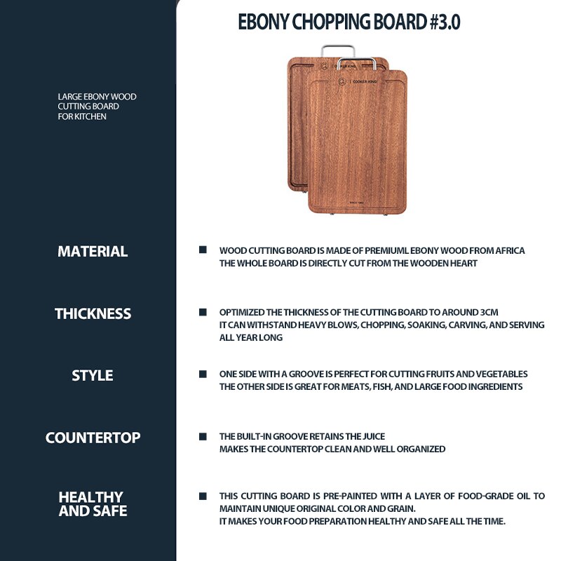 Black Ebony Kitchen Cutting Board Double-side Usin... – Grandado