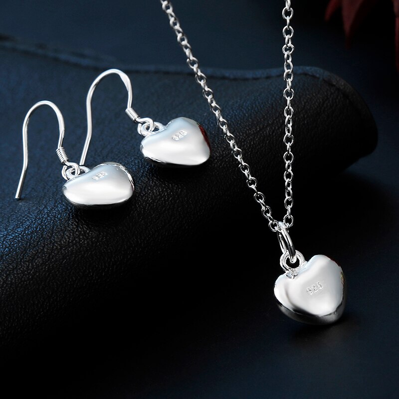 925 sterling silver Romantic heart pendant necklac... – Vicedeal