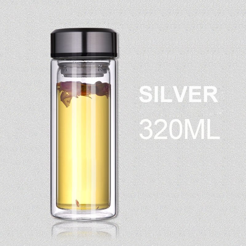 320ML Glass Water Bottle Transparent Double Glass ... – Grandado