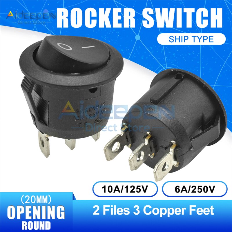 20mm AC 10A/125V 6A/250V Ronde Boat Rocker Switch ... – Grandado