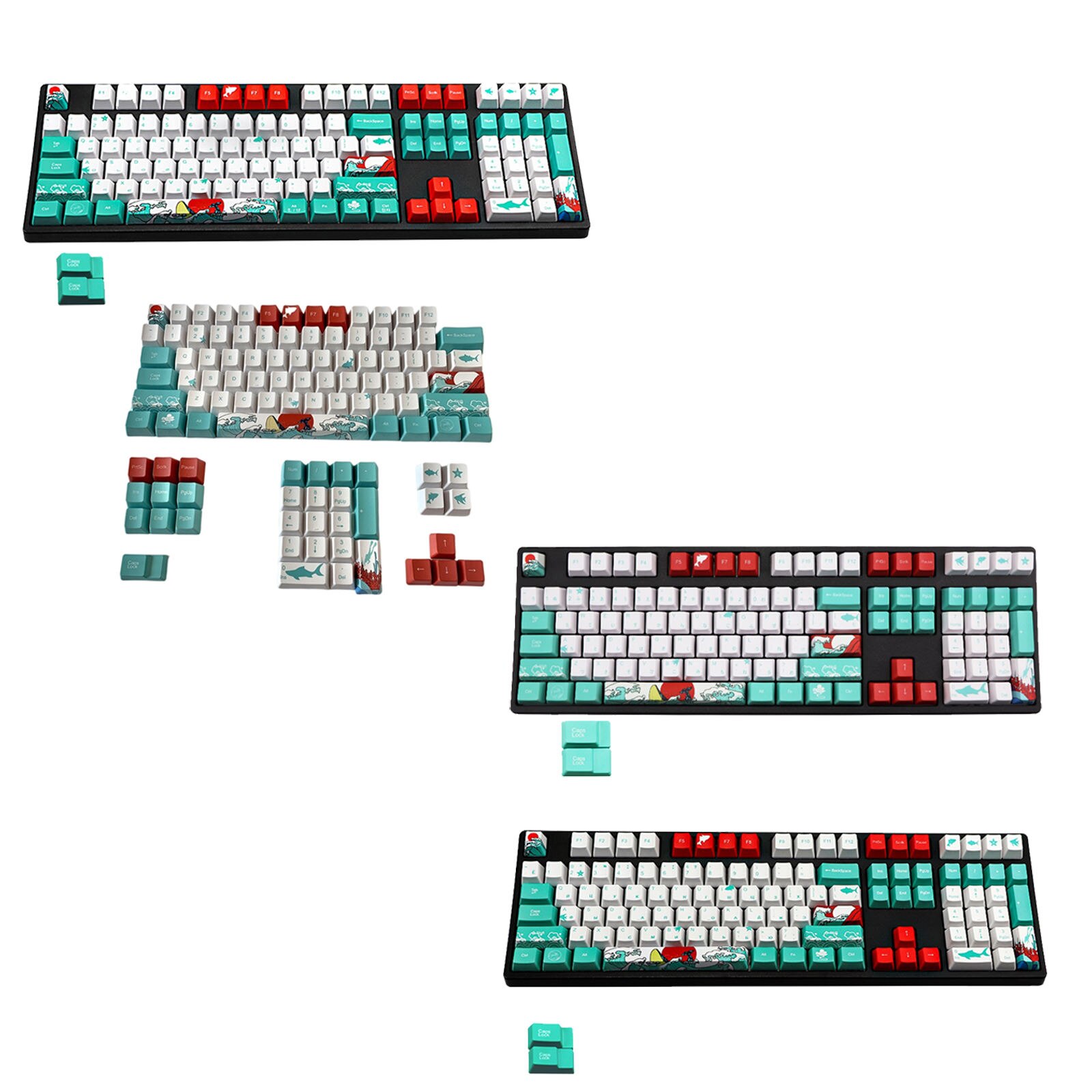 110-Key Coral Sea DYE-SUB PBT Keycaps DIY for Mech... – Grandado