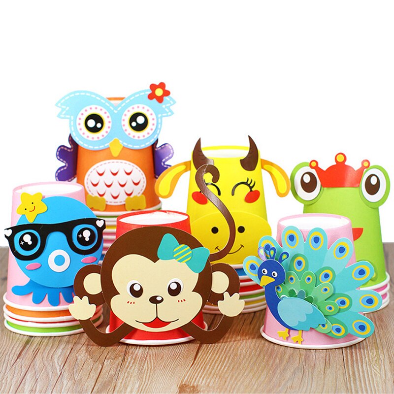 12pcs Children 3D DIY handmade paper cups sticker ... – Grandado