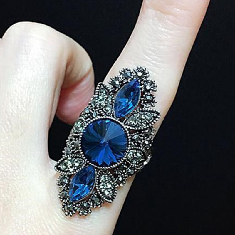 Marquise cut Blue Rhinestones Zircon Ring For Wome... – Grandado