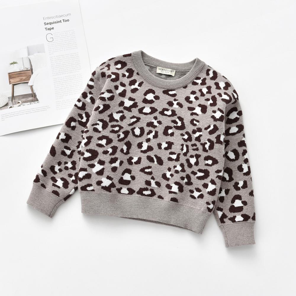Kids Girls Boys Sweater Knitted Leopard Long Sleev... – Grandado