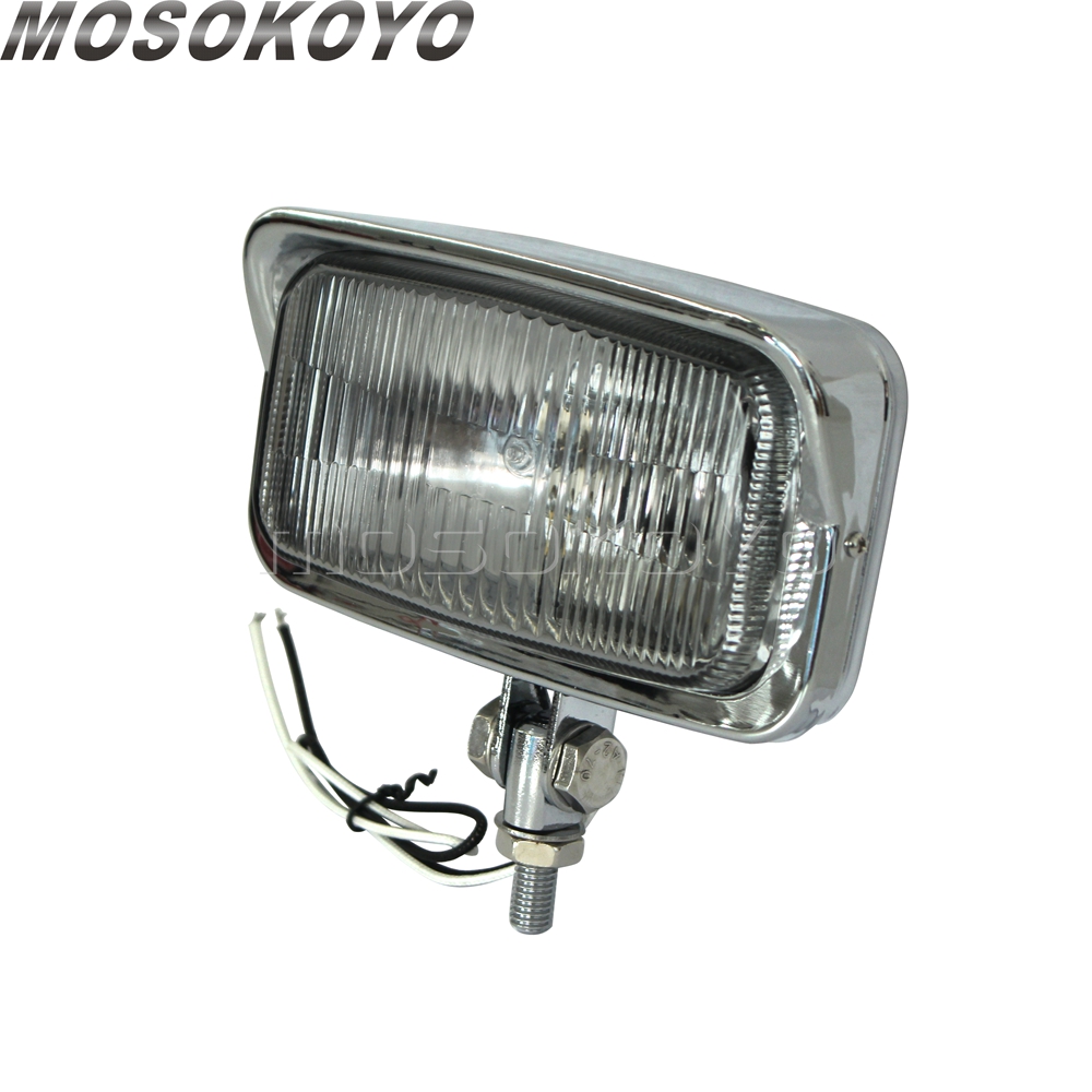 Chrome Universal Square Retro Motorcycle Headlamp ... – Vicedeal
