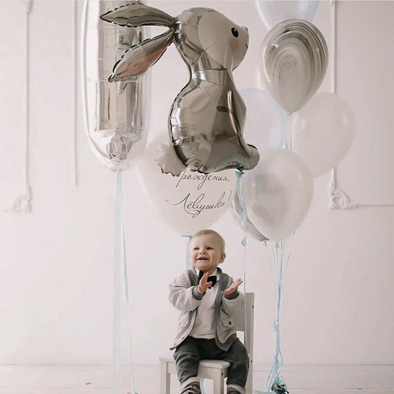 1pcs Gray Bunny Balloon Long Ears Rabbit Helium Ba... – Grandado