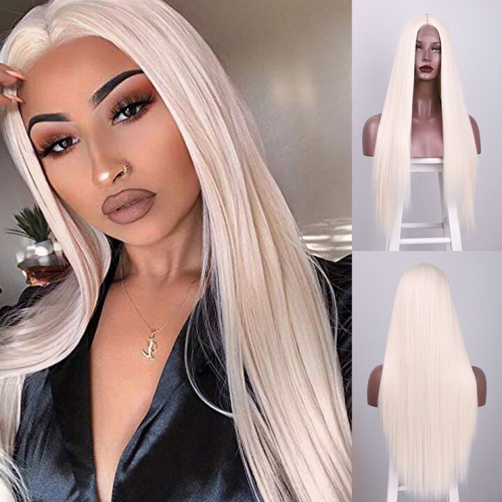 Doris Beauty Long Synthetic Wig Straight Blonde Bl... – Vicedeal