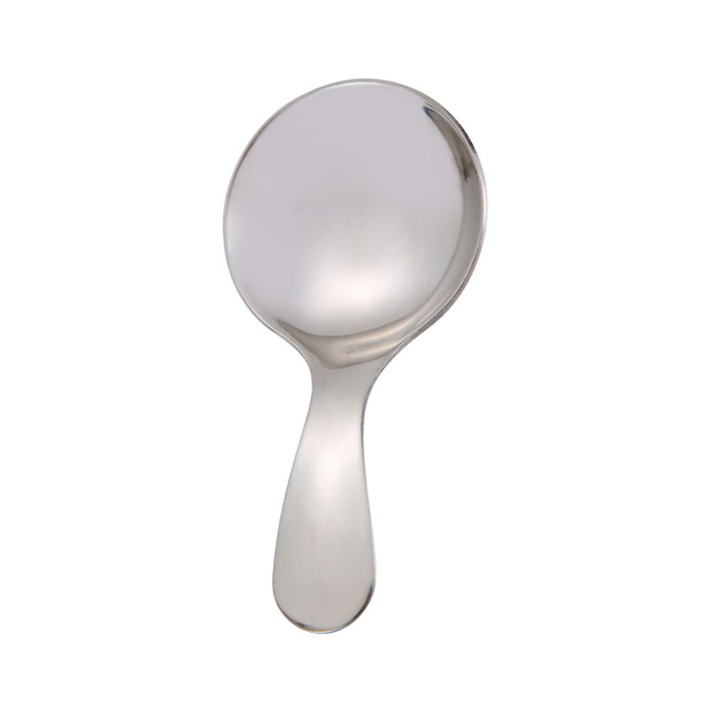 Silver Cute Stainless Steel Round Spoon Short Hand... – Vicedeal